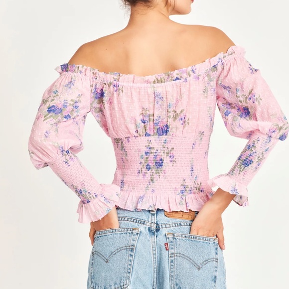 LoveShackFancy | Tops | Loveshackfancy Fifi Shoulder Top In Juicy Plum ...